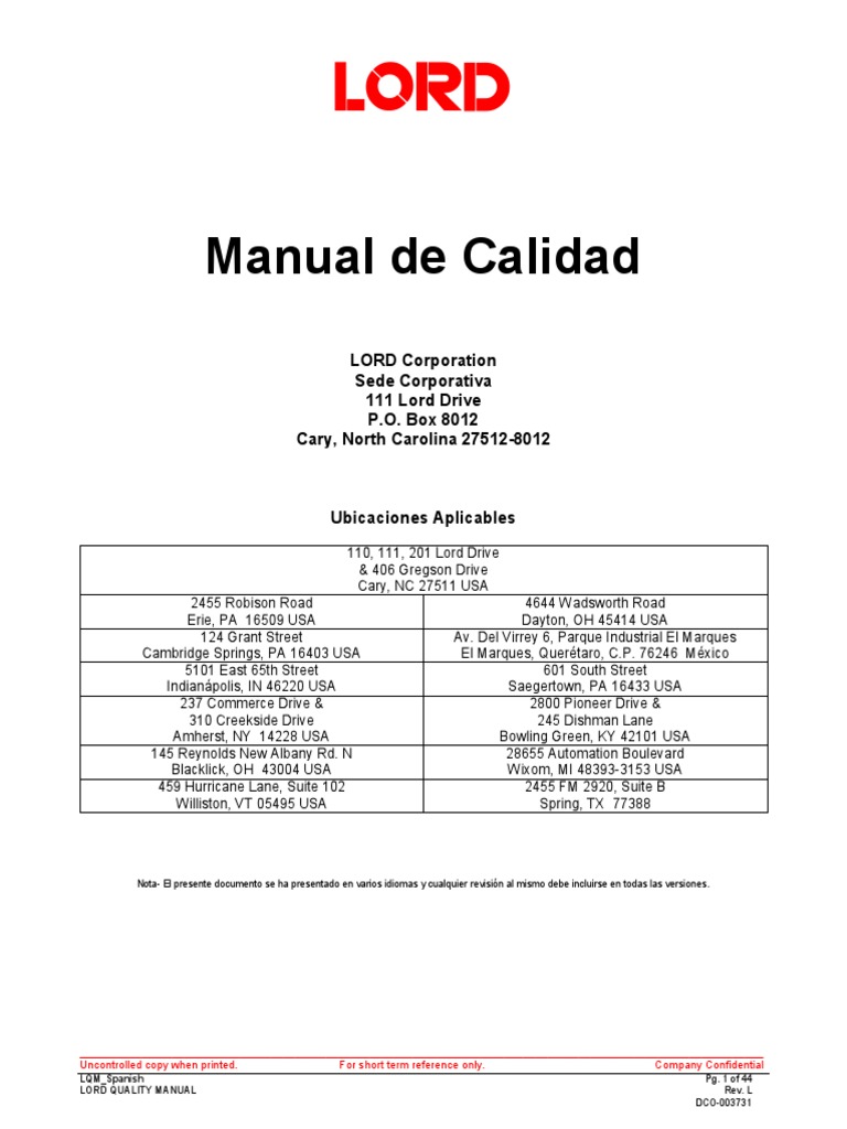 Manual de Calidad Ejemplo IATF | PDF | Calibración | Calidad (comercial)