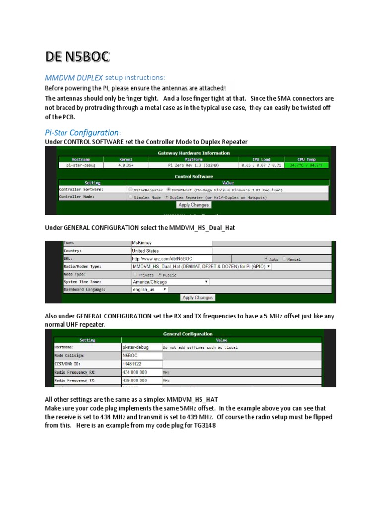 MMDVM Duplex Hotspot Setup Guide | PDF | Technology & Engineering