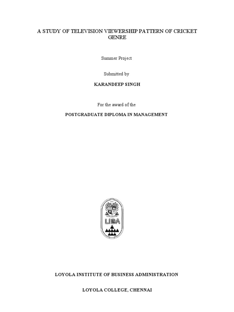 A Study of Television Viewership Pattern of Cricket Genre | PDF ...