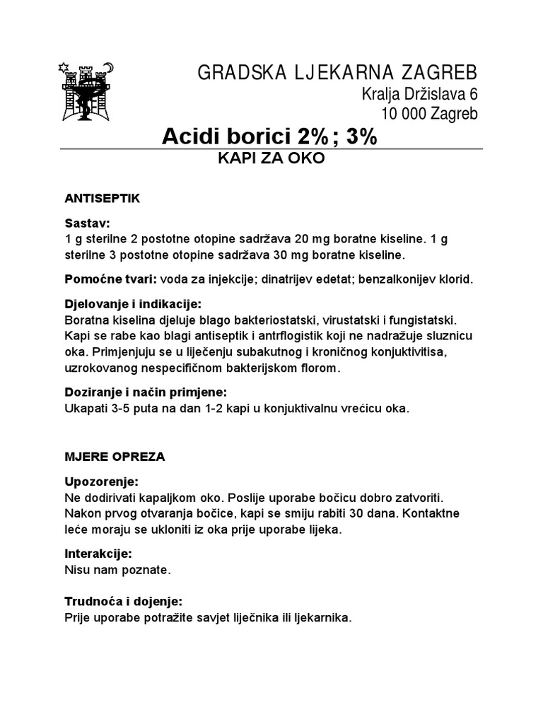 Uputa - Acidi - Borici - 2-3 Posto | PDF