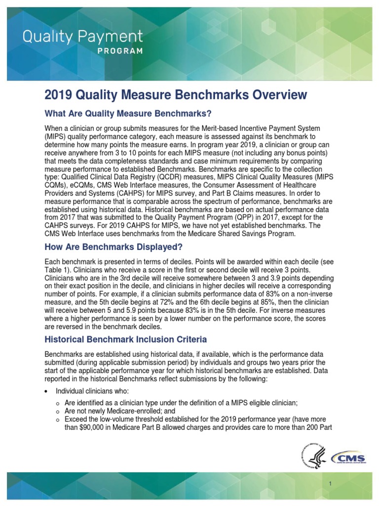 2019 MIPS Quality Benchmarks Fact Sheet | PDF | Percentile | Medicare ...