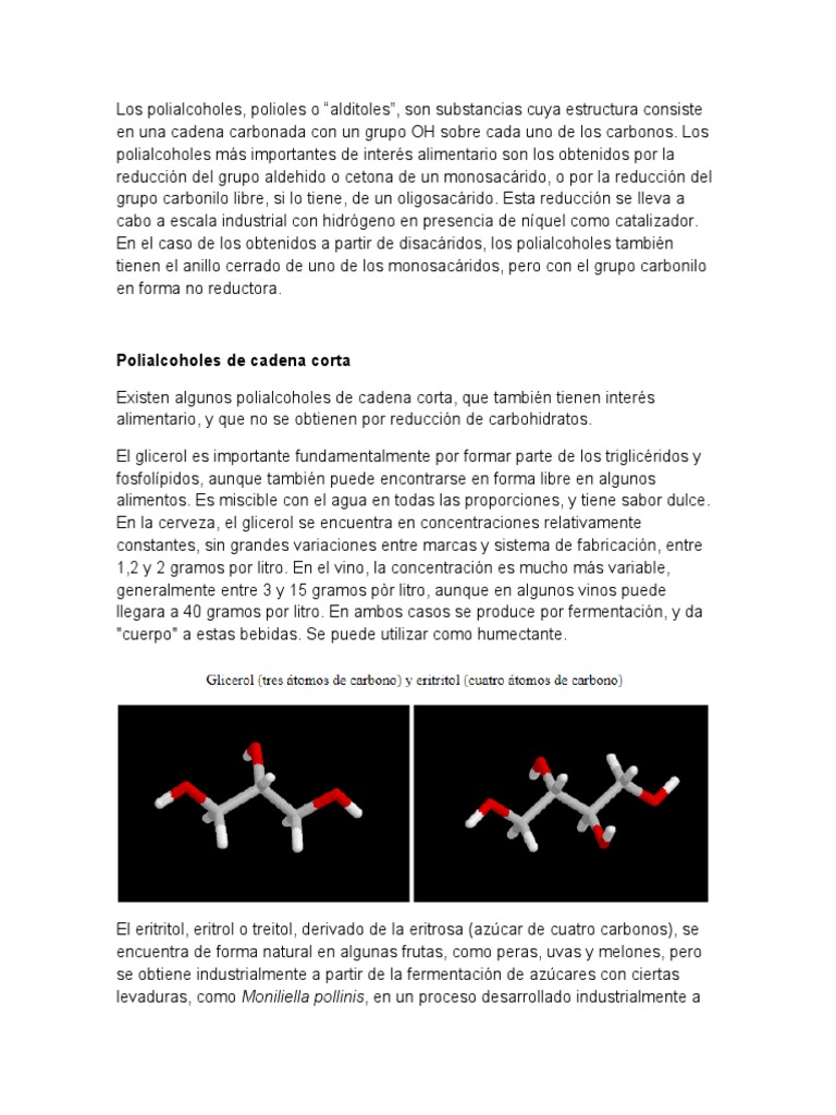 Polialcoholes: propiedades, obtención y usos en la industria ...