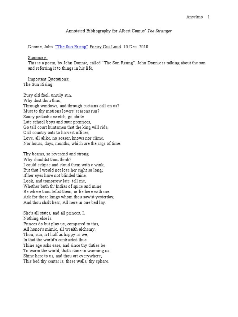 Annotated Bibliography For Albert Camus | PDF | Existentialism | Science