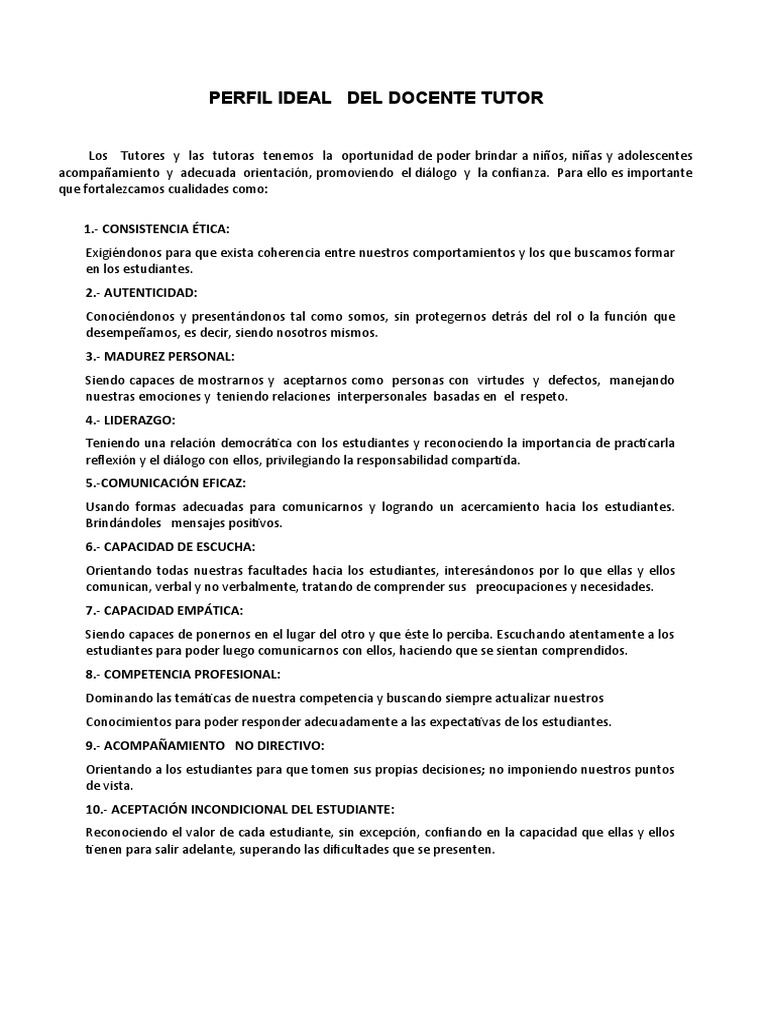 Perfil Del Tutor | PDF