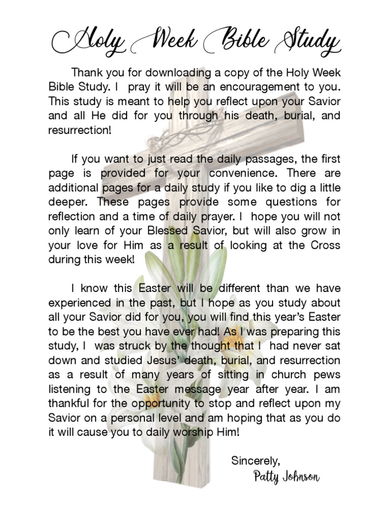 Holy Week Bible Study Guide | PDF | Gospel Of Matthew | Judas Iscariot