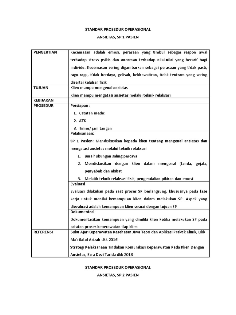 SOP SP TAK Ansietas | PDF