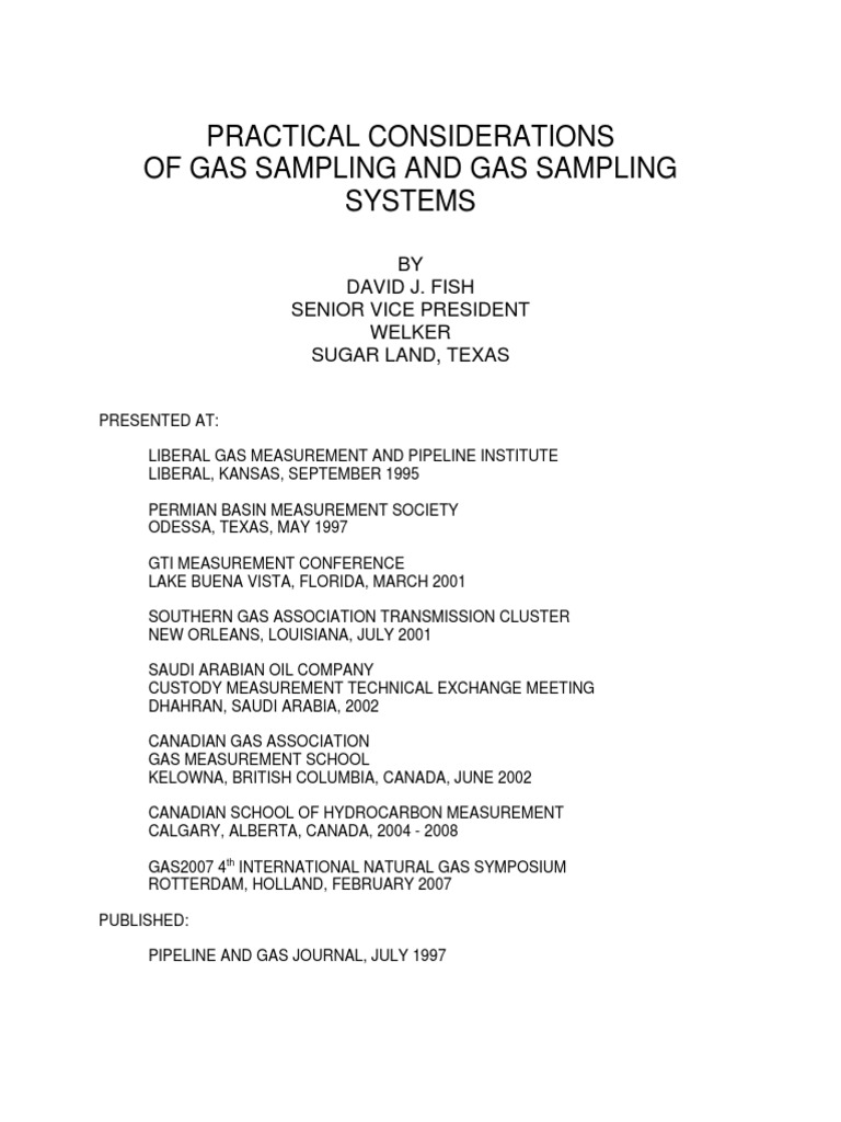 Representative Sampling: A Guide to Effective Gas Sampling Systems and ...