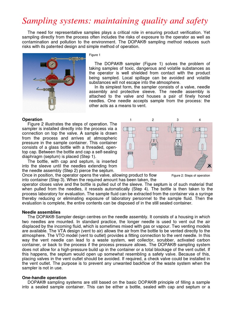 Sampling Systems Maintaining Quality and Safety FC | PDF | Vacuum | Valve