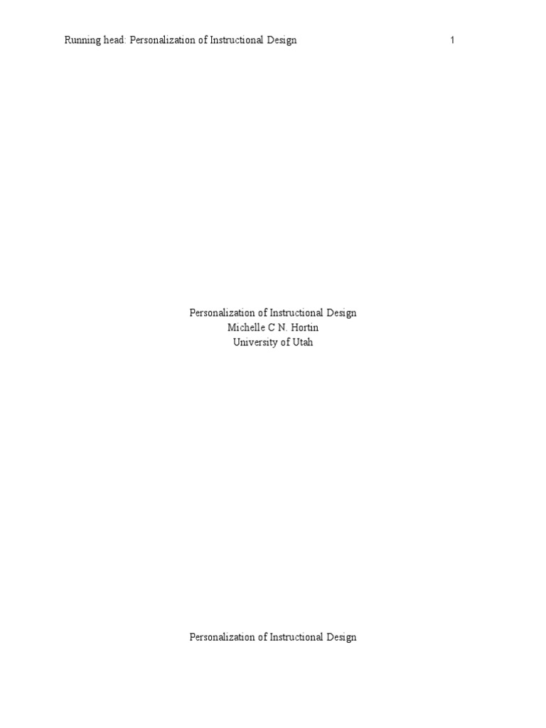 Instructional Design Final Paper | PDF | Instructional Design | Motivation