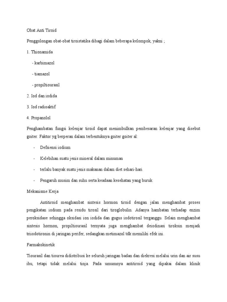 Obat dan Mekanisme Anti Tiroid | PDF
