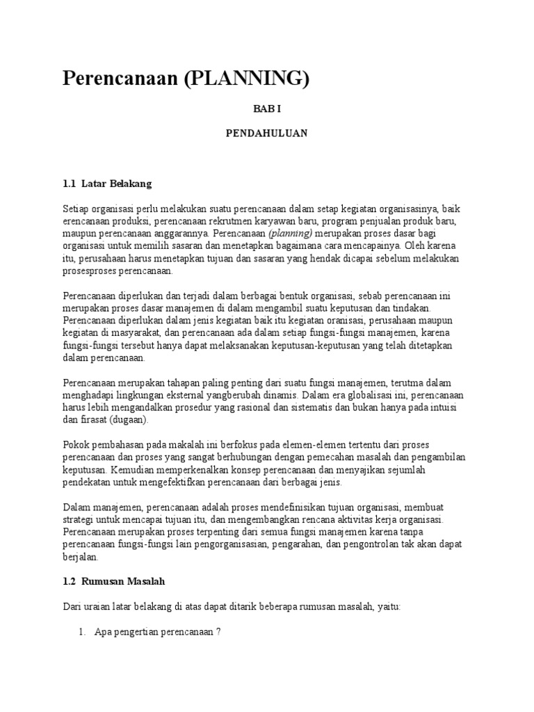 Makalah Perencanaan | PDF