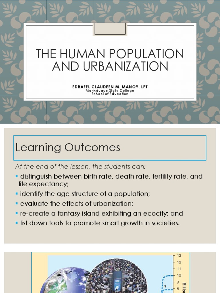 The Human Population and Urbanization: Edrafel Claudeen M. Manoy, LPT ...