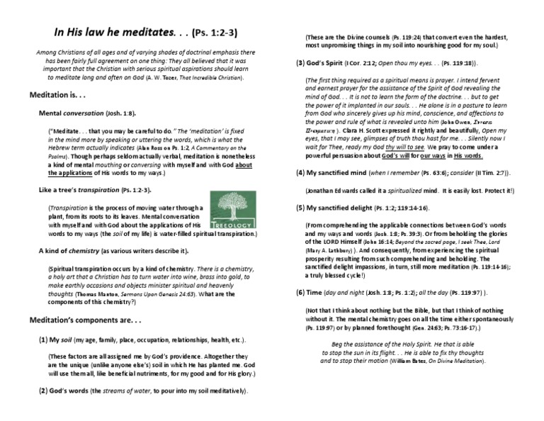 Handout On Biblical Meditation | PDF | Meditation | Prayer