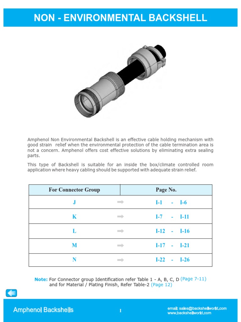 Non - Environmental Backshell: Amphenol Backshells | PDF | Electrical ...