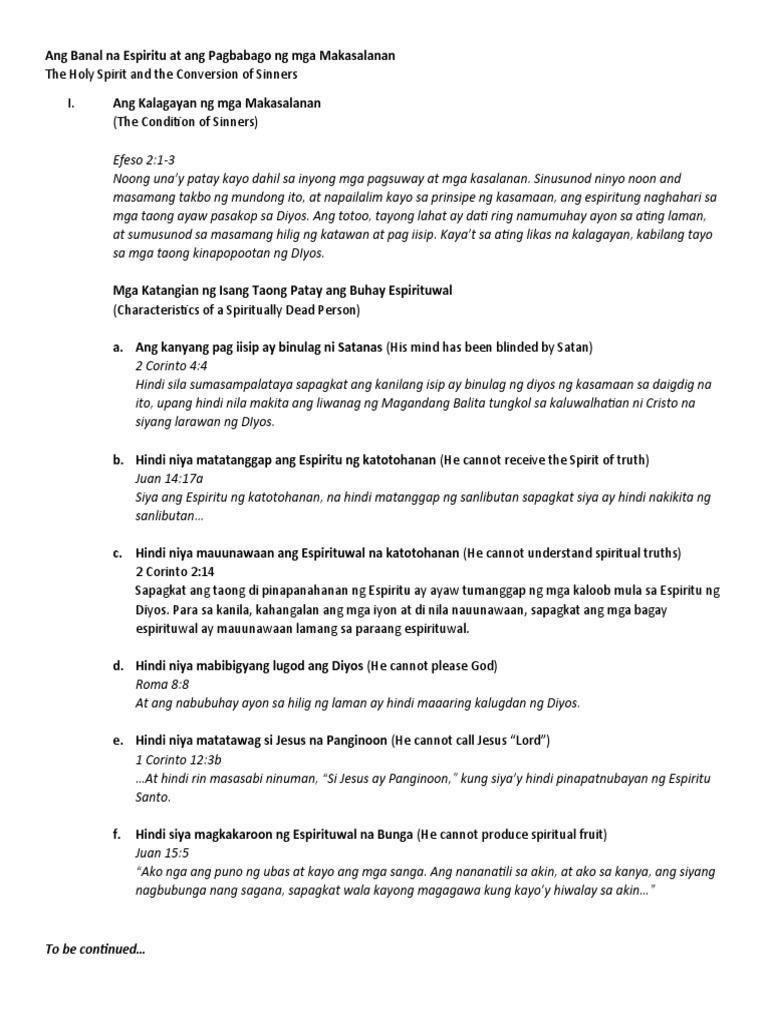 The Holy Spirit and The Conversion of Sinners | PDF