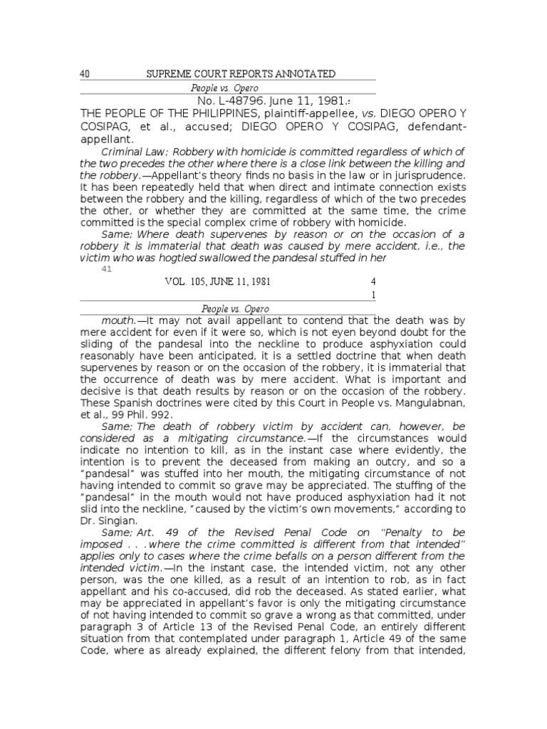 People vs. Opero | Download Free PDF | Mitigating Factor | Crime & Violence