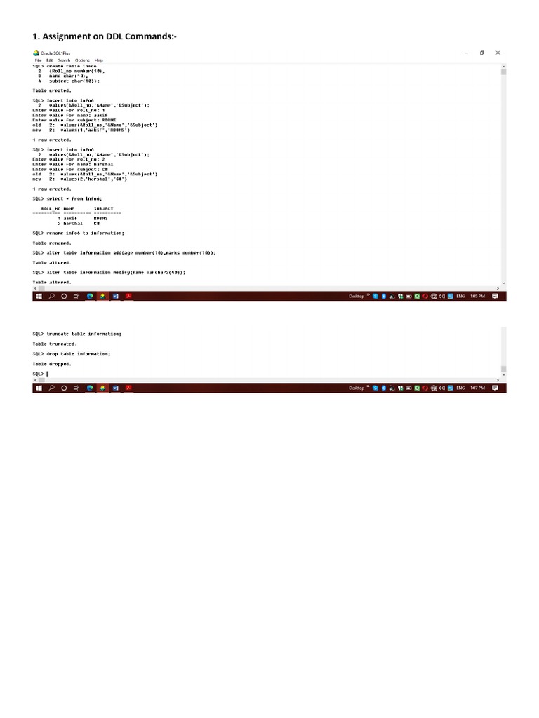 SQL Assignments for Students | PDF