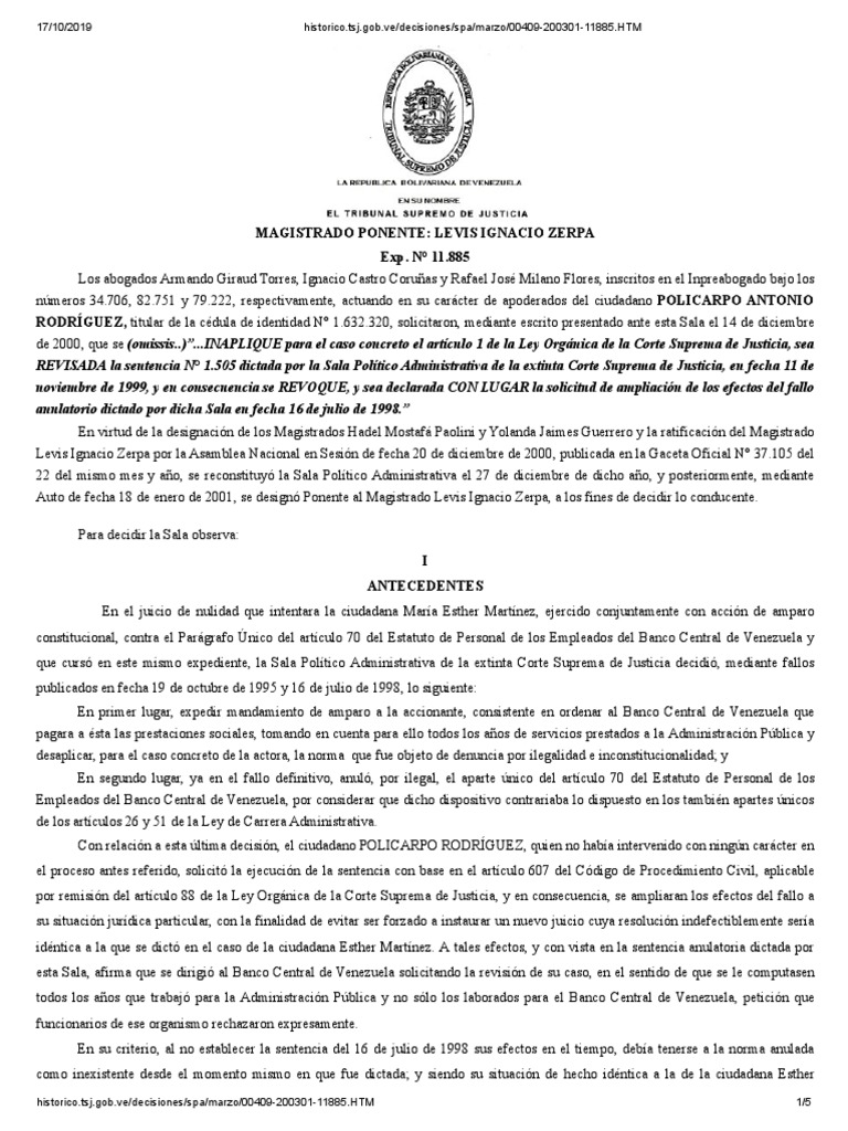 Análisis de Fallo del TSJ sobre Amparo | PDF | Sentencia (ley) | Justicia