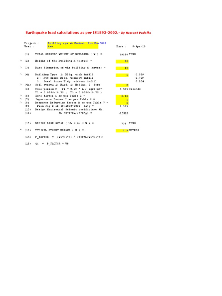 Calculation Spread Sheet | PDF | Economic Sectors | Building Technology