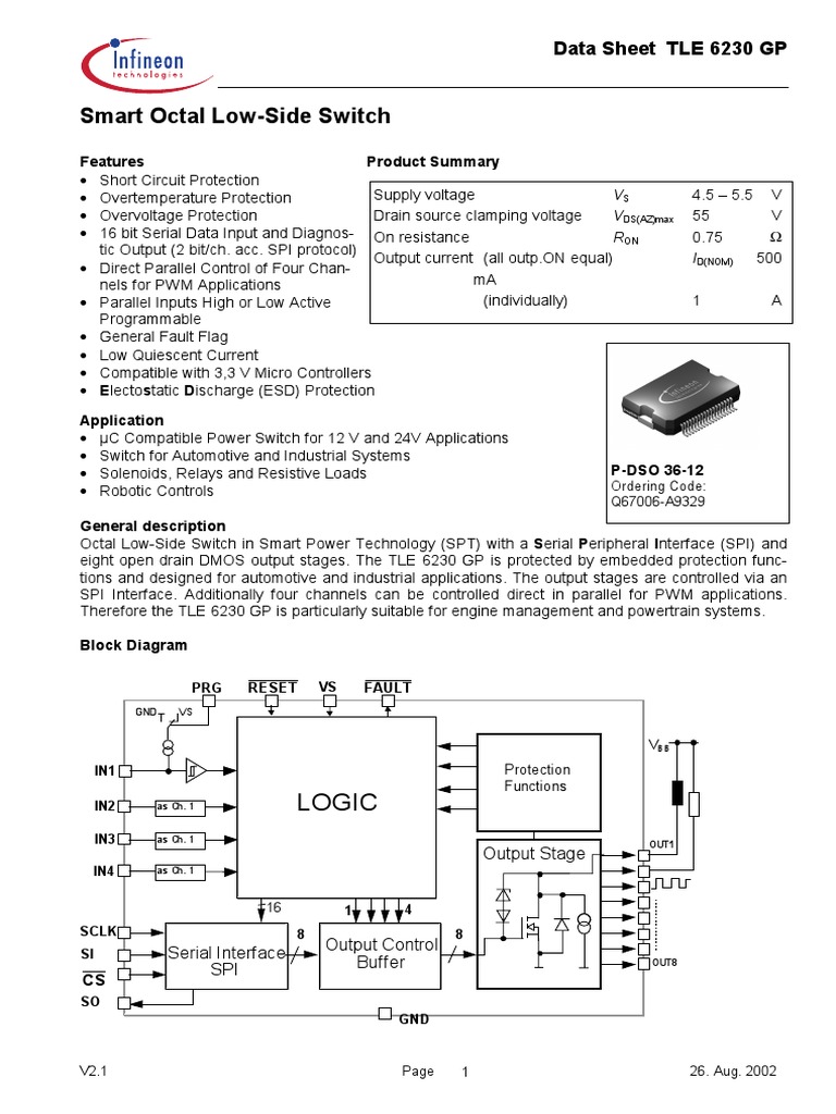 Smart Octal Low-Side Switch: Logic | PDF | Electricity | Electronics
