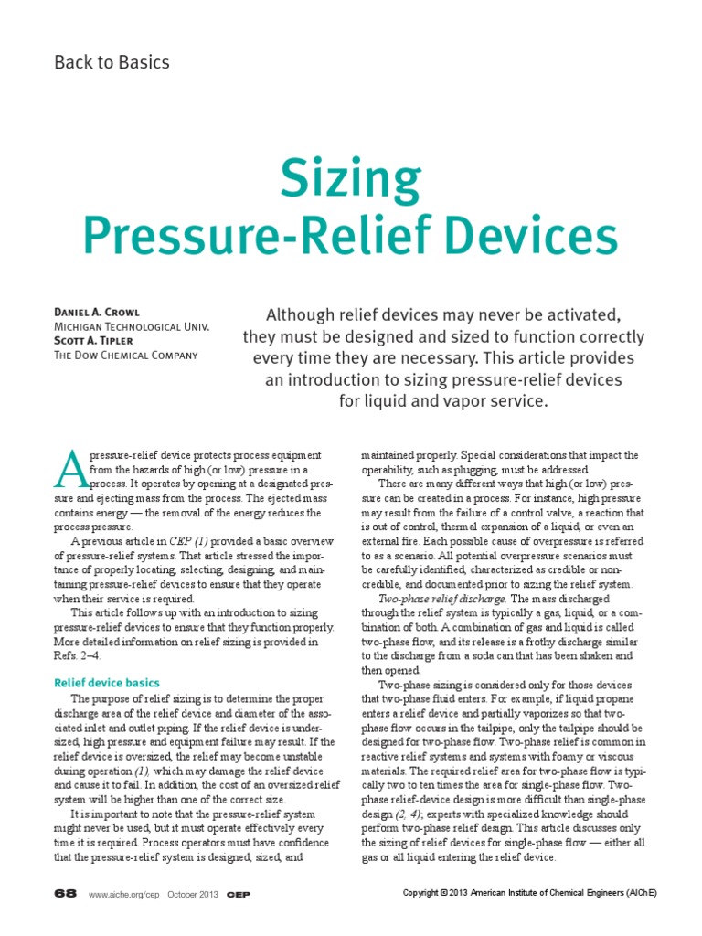 Sizing Pressure Relief Devices PDF | PDF | Pump | Pressure