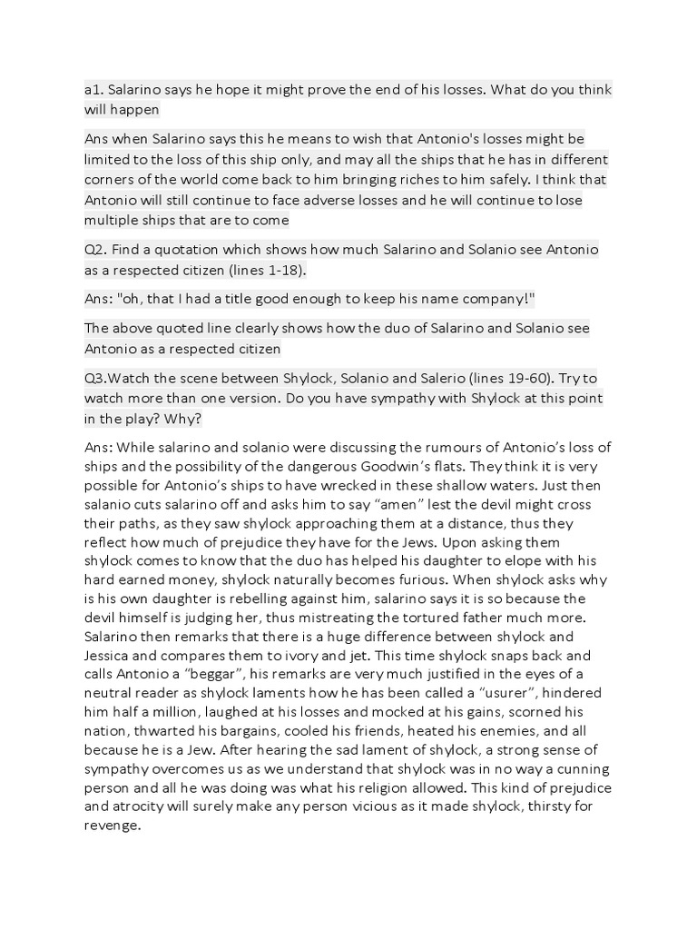 English Assignment Act 2 SC 1&2 | PDF | Shylock