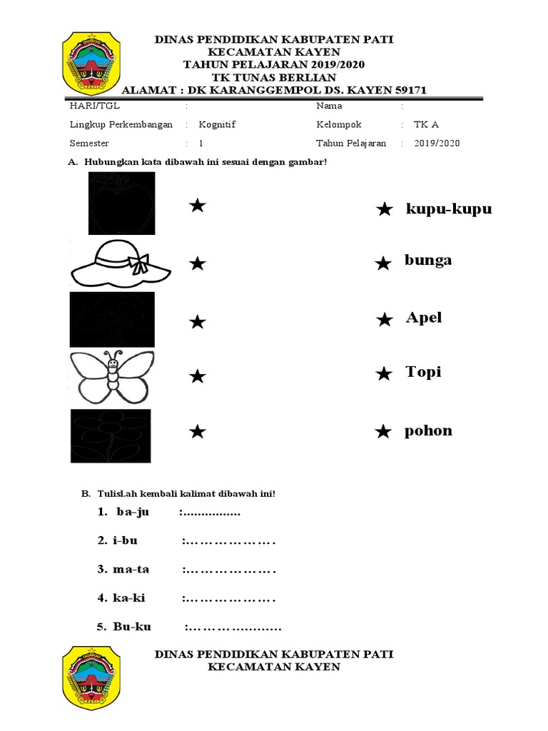 Soal TK A SMST 1 | PDF