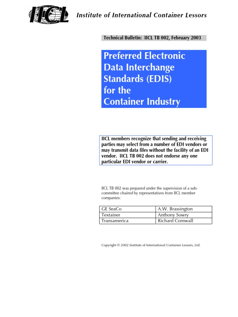 Preferred Electronic Data Interchange Standards (EDIS) For The Container Industry | PDF ...