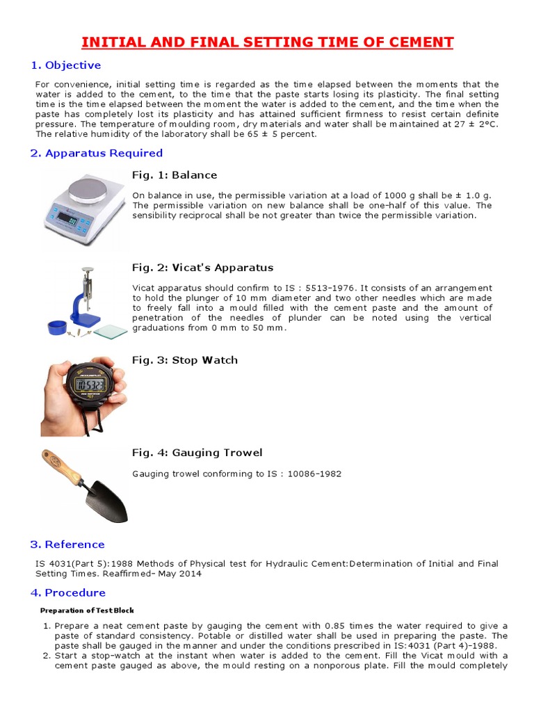 Initial and Final Setting Time of Cement: Fig. 1: Balance | PDF | Civil ...