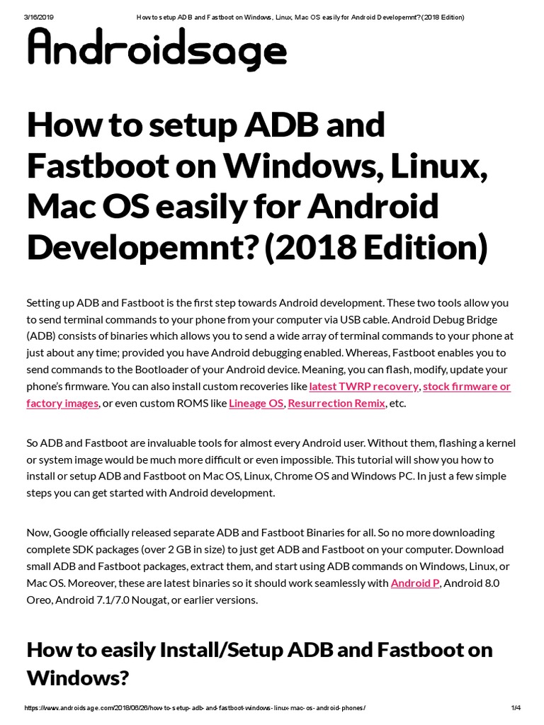 How To Setup ADB and Fastboot On Windows, Linux, Mac OS Easily For Android Developemnt - (2018 ...