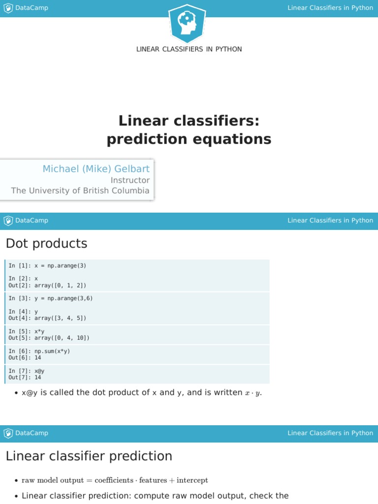 Linear Classifiers In Python Chapter2 Pdf Statistical Classification Errors And Residuals