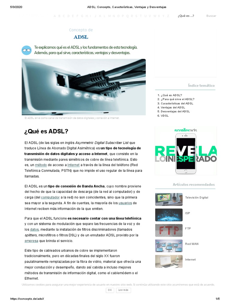 1 Adsl | PDF | Internet | Telecomunicaciones