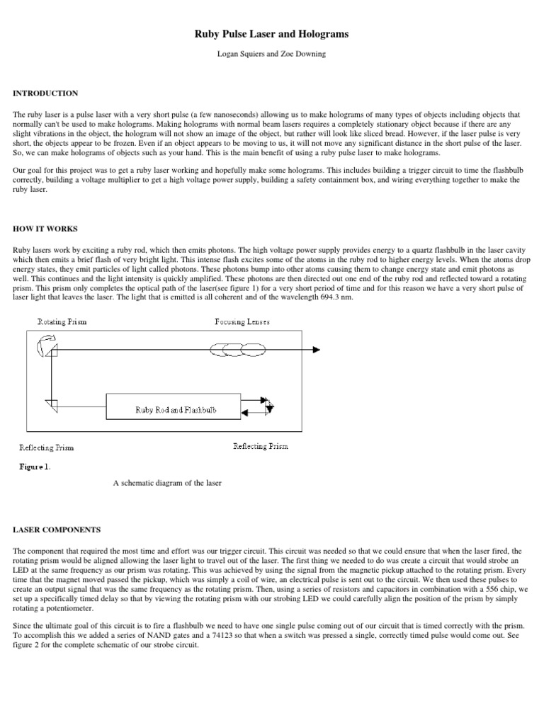 Ruby Pulse Laser and Holograms | PDF | Capacitor | Electronic Circuits
