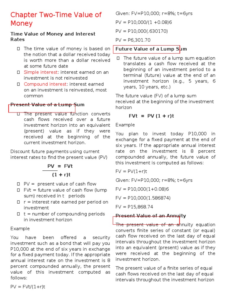 Chapter Two-Time Value of Money: Simple Interest Compound Interest ...