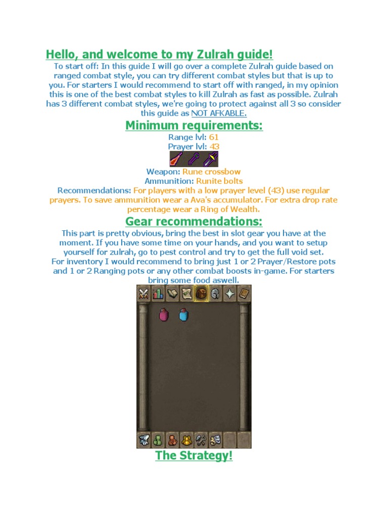 Zulrah Guide | PDF | Leisure | Sports