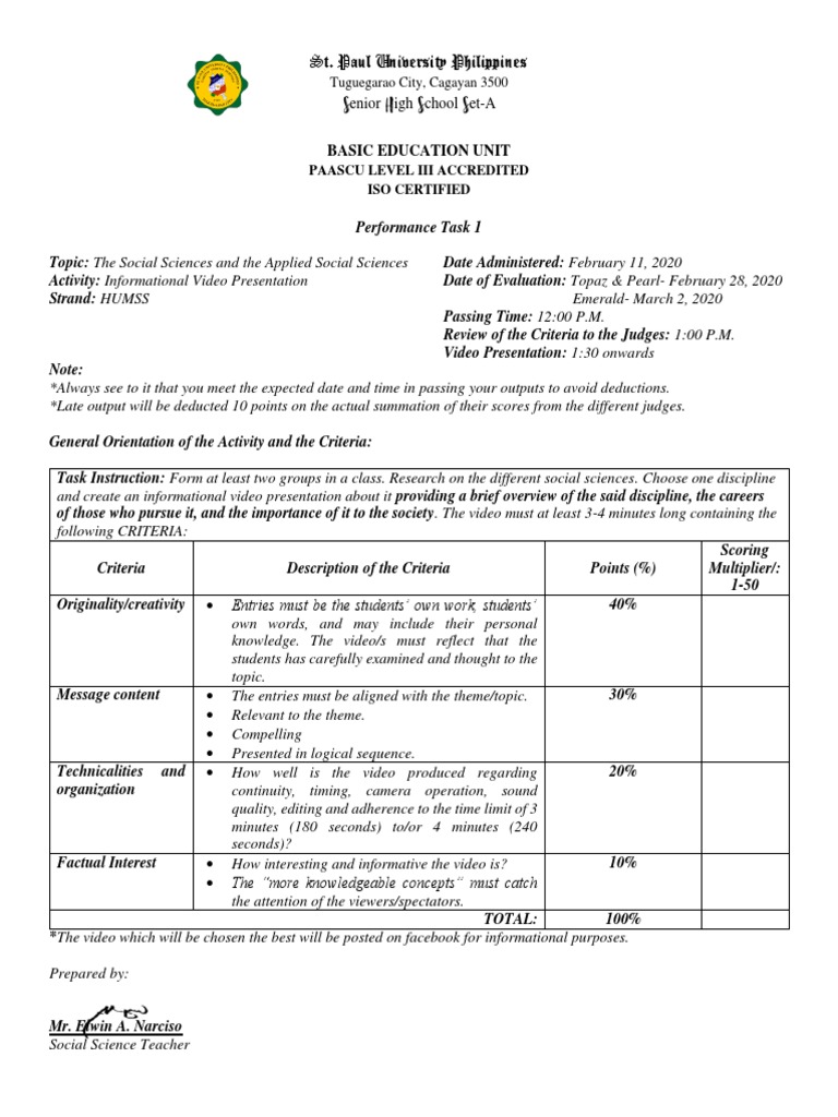 St. Paul University Philippines: Basic Education Unit | PDF | Social ...