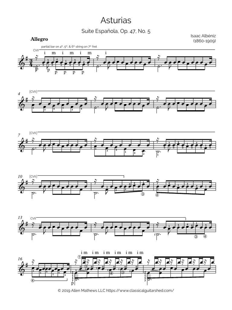 AAA Albeniz Asturias ClassicalGuitarShed PDF | PDF