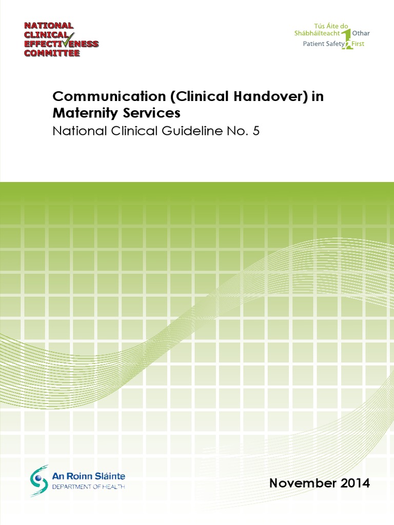 Clinical Handover Guideline , Guidance on clinical handover for ...