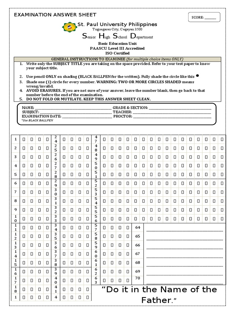 Humss S5 Answer Sheet | PDF | Multiple Choice | Test (Assessment)