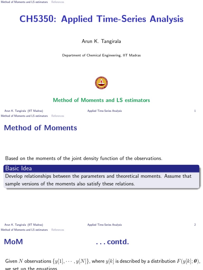 CH5350: Applied Time-Series Analysis: Arun K. Tangirala | PDF ...