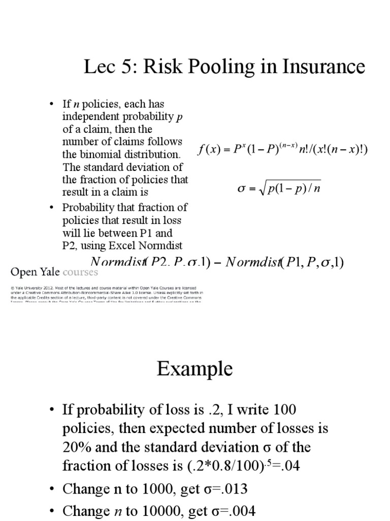 Lec 5: Risk Pooling in Insurance | PDF | Teaching Methods & Materials