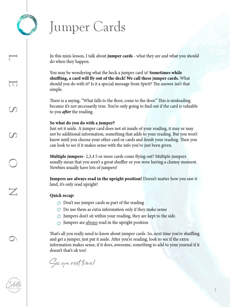Understanding Jumper Cards in Tarot | PDF | Self-Improvement