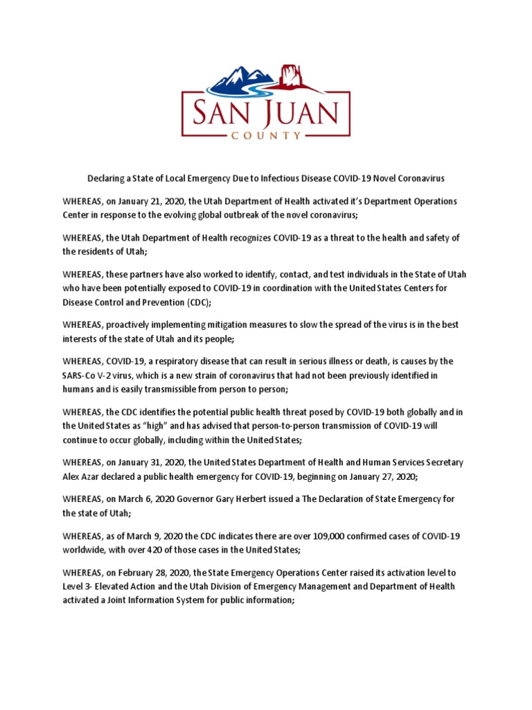 SJC Declaring A State of Local Emergency Draft | PDF | Emergency ...