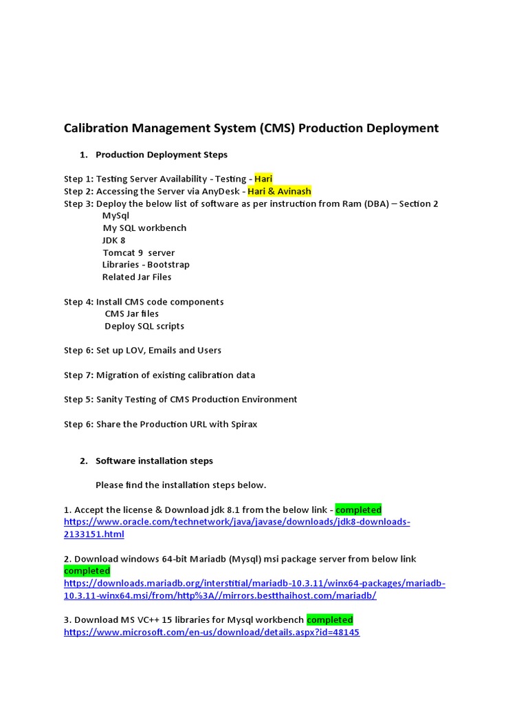 CMS Production Deployment Guide | PDF | My Sql | Operating System ...