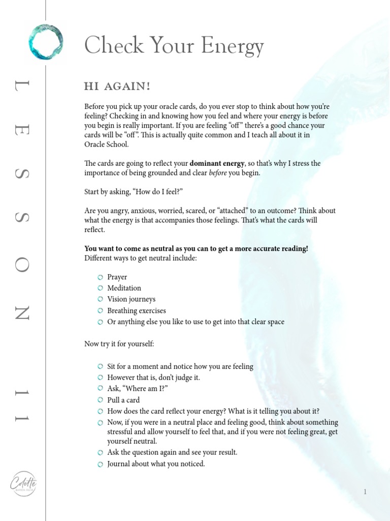 Check Your Energy: Hi Again! | PDF