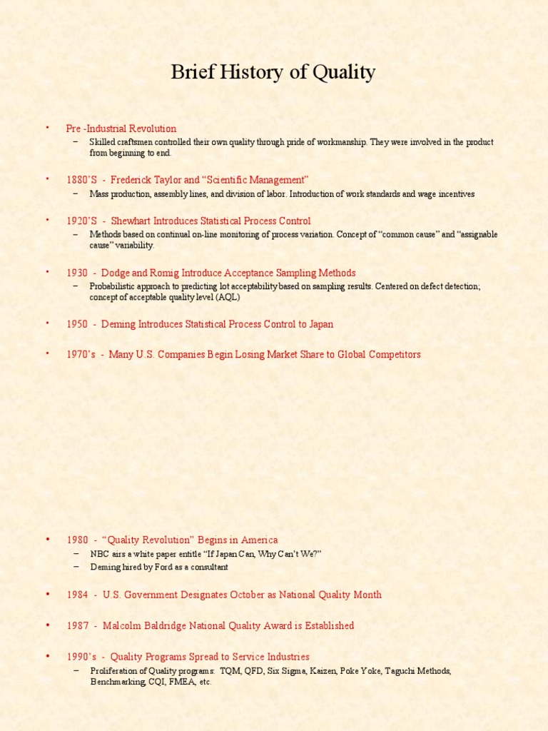 History of Quality | PDF | Quality Management | Production And ...