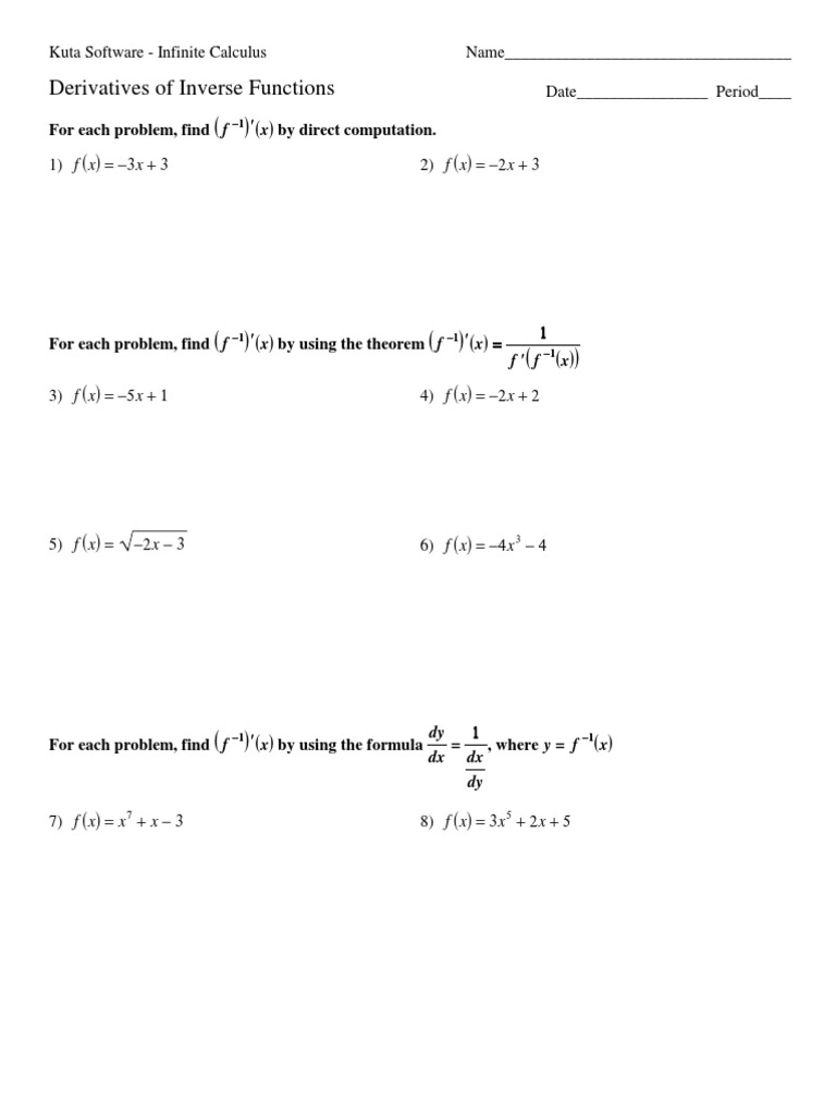 03 - Derivatives of Inverse Functions PDF | PDF | Derivative ...