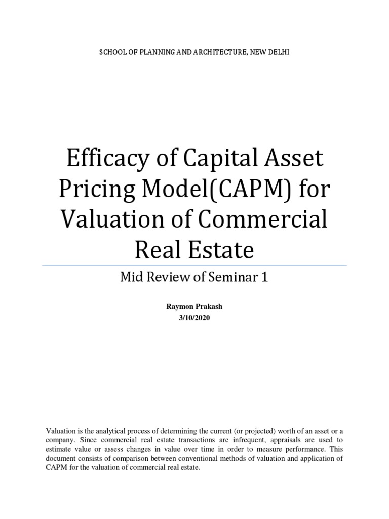 Efficacy of Capital Asset Pricing Model For Valuation of Commercial ...