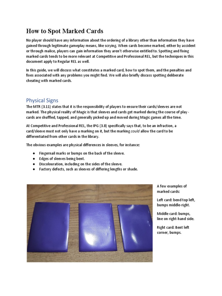 Spotting and Handling Marked Cards | PDF