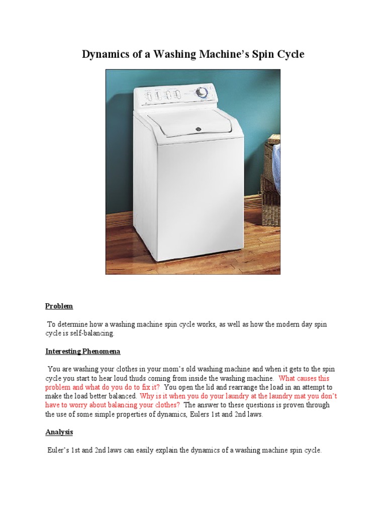 Dynamics of A Washing Machine | PDF | Wheel | Force